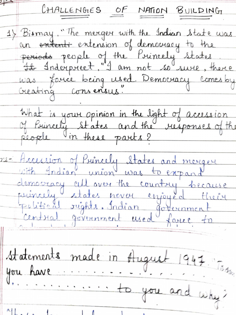 CH 1 Challenges of Nation Building | PDF