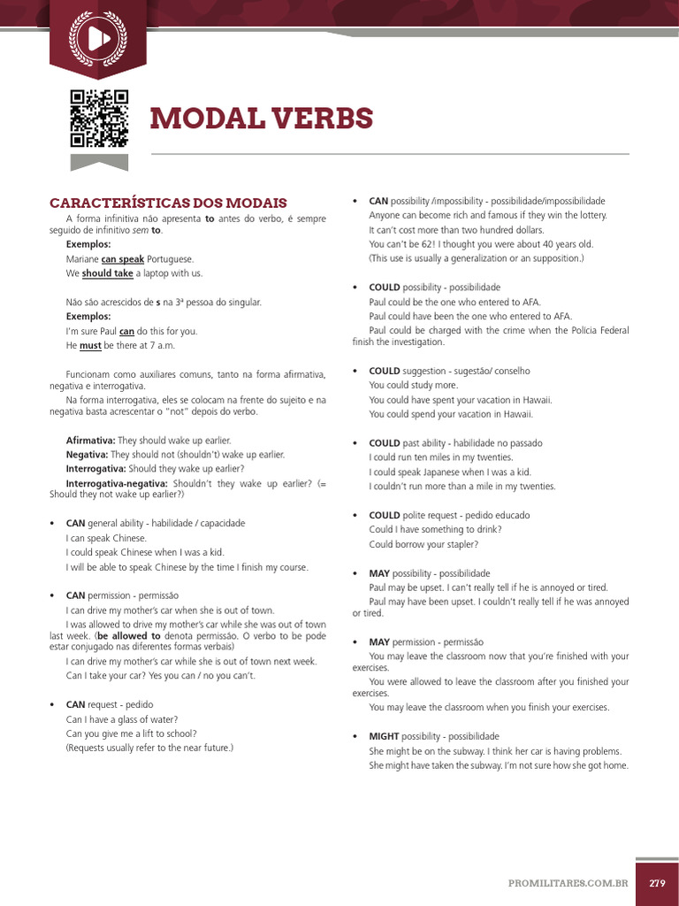 Modal Verbs: Características Dos Modais | PDF | Genetic Engineering ...