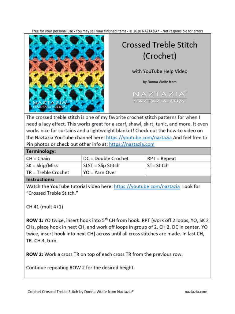 Crochet Crossed Treble Stitch | PDF