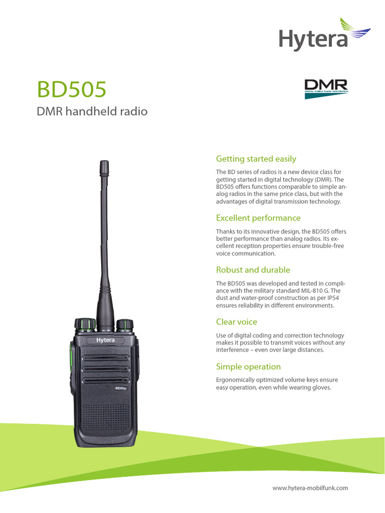 Hytera Bd505 Broşür - PD | PDF | Radio | Transmitter