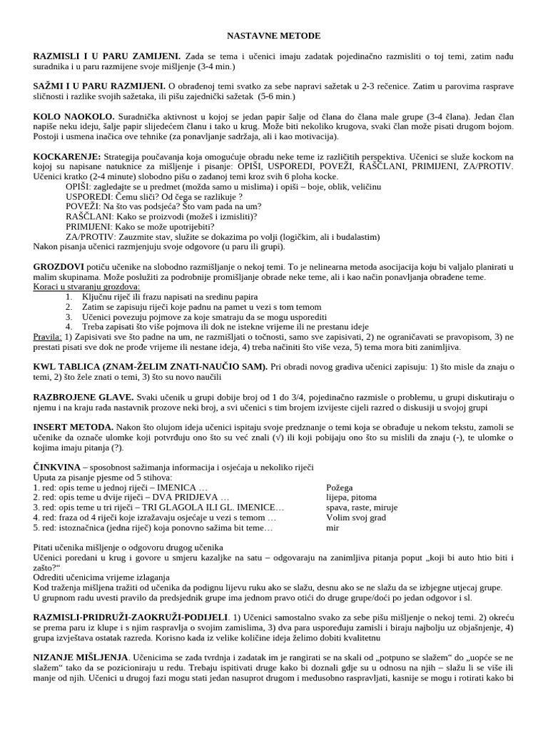 Nastavne Metode | PDF