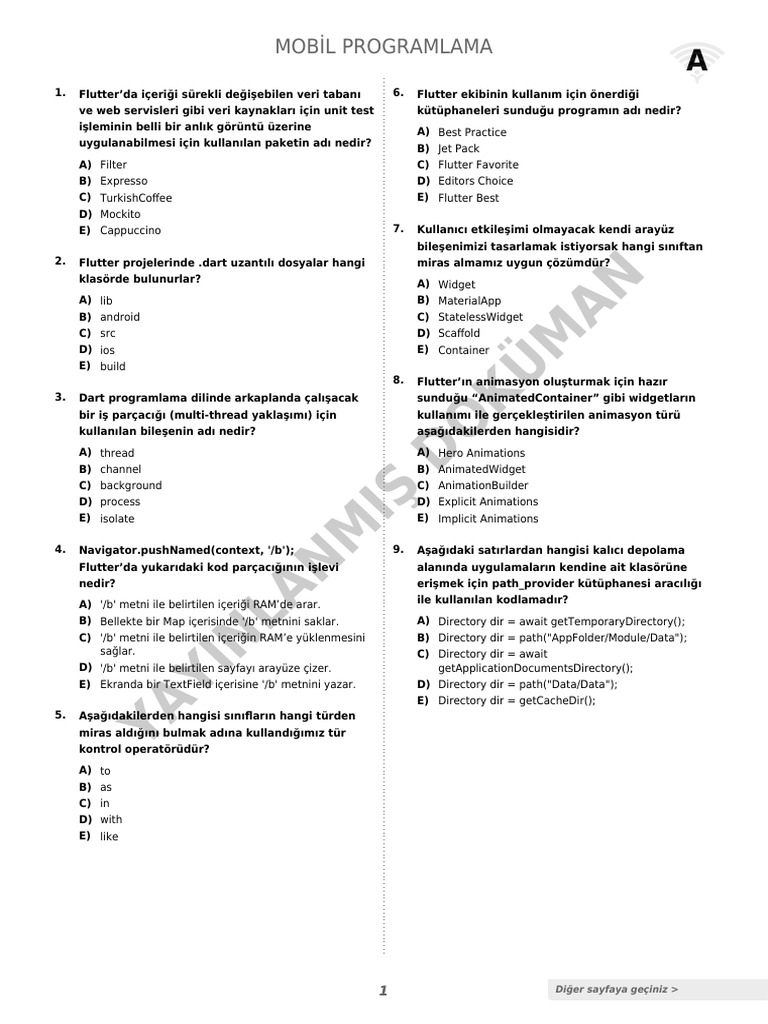 2023 2024 Mobil Programlama Final | PDF