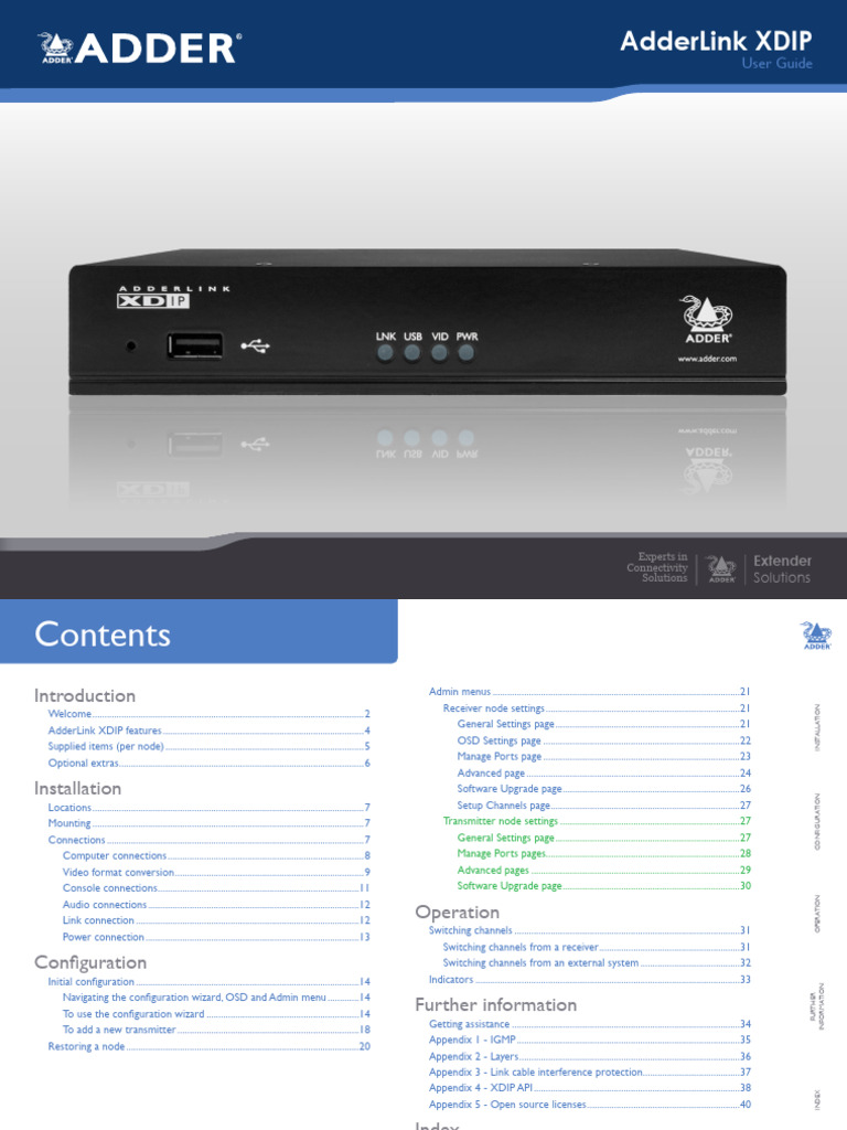 man-xdip-adder_v1.7 | PDF | Hdmi | Telecommunications
