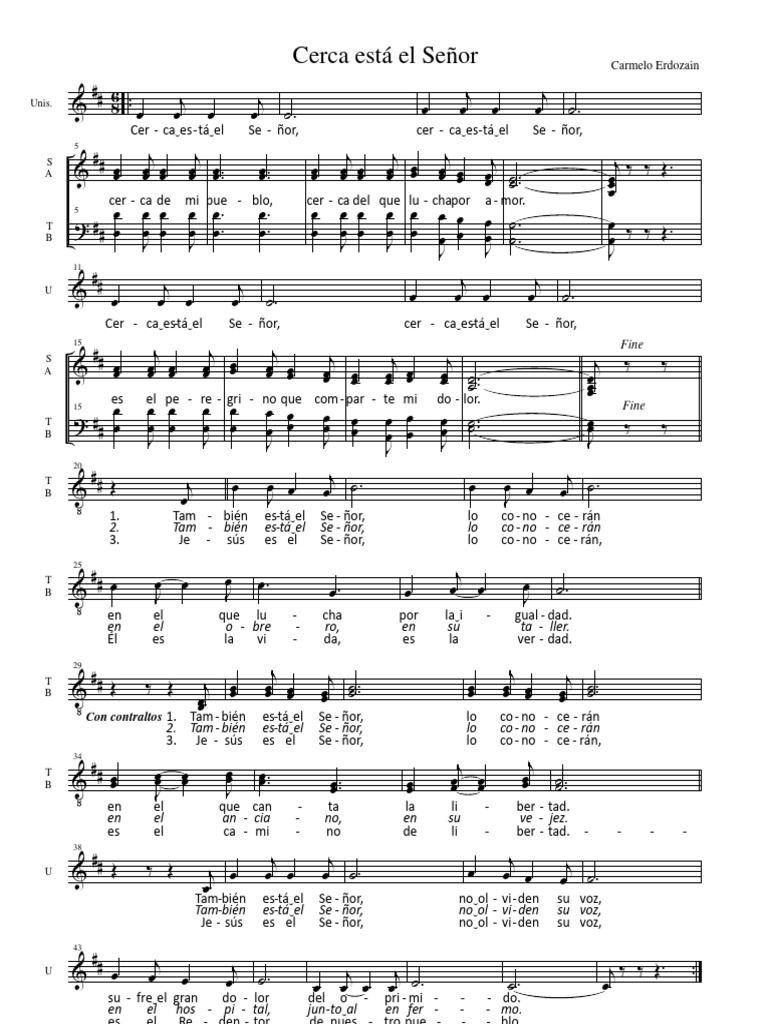 Cerca Esta El Señor - Musx SATB - NA | PDF