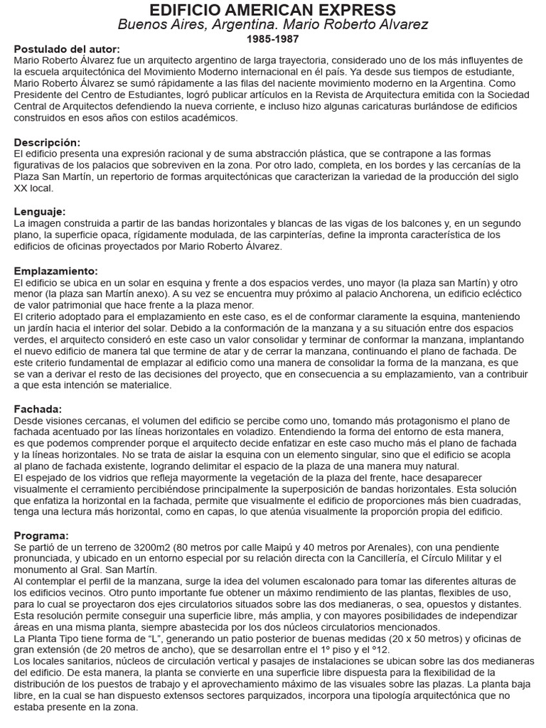 IAC - Análisis - Edificio American Express | PDF