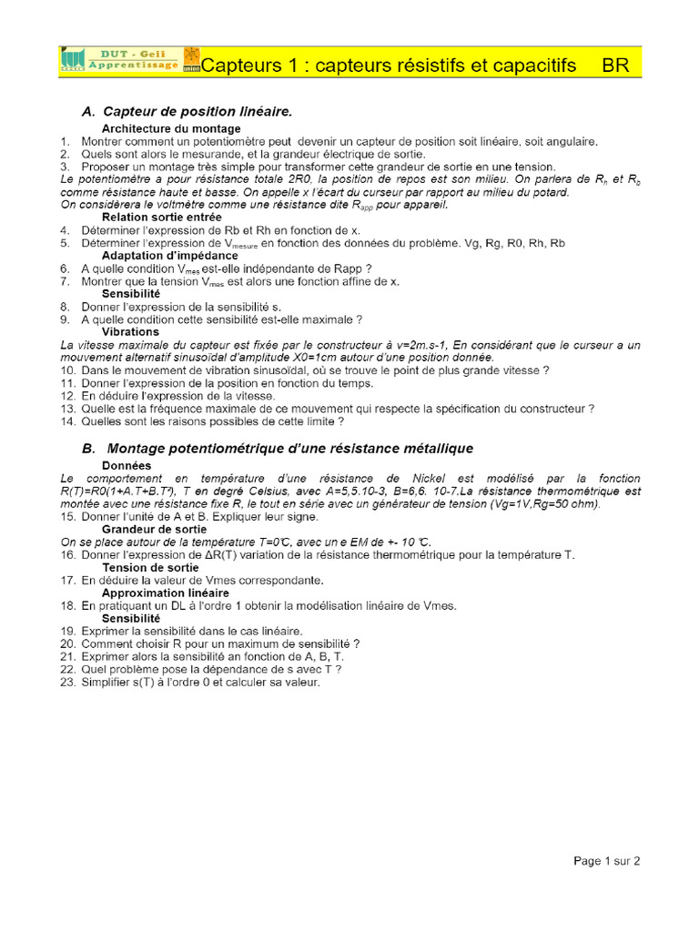 TD Capteur 1 - MOAM - INFO | PDF