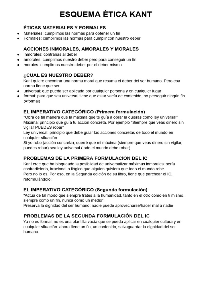 Esquema Ética Kant | PDF