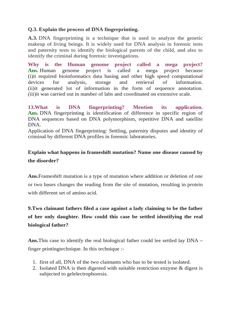 Class 12 Dna Fingerprinting | PDF | Operon | Bioinformatics