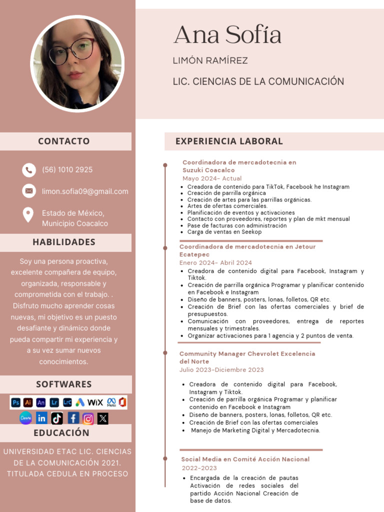 Currículum de Sofia Limón | PDF | Marketing | Facebook