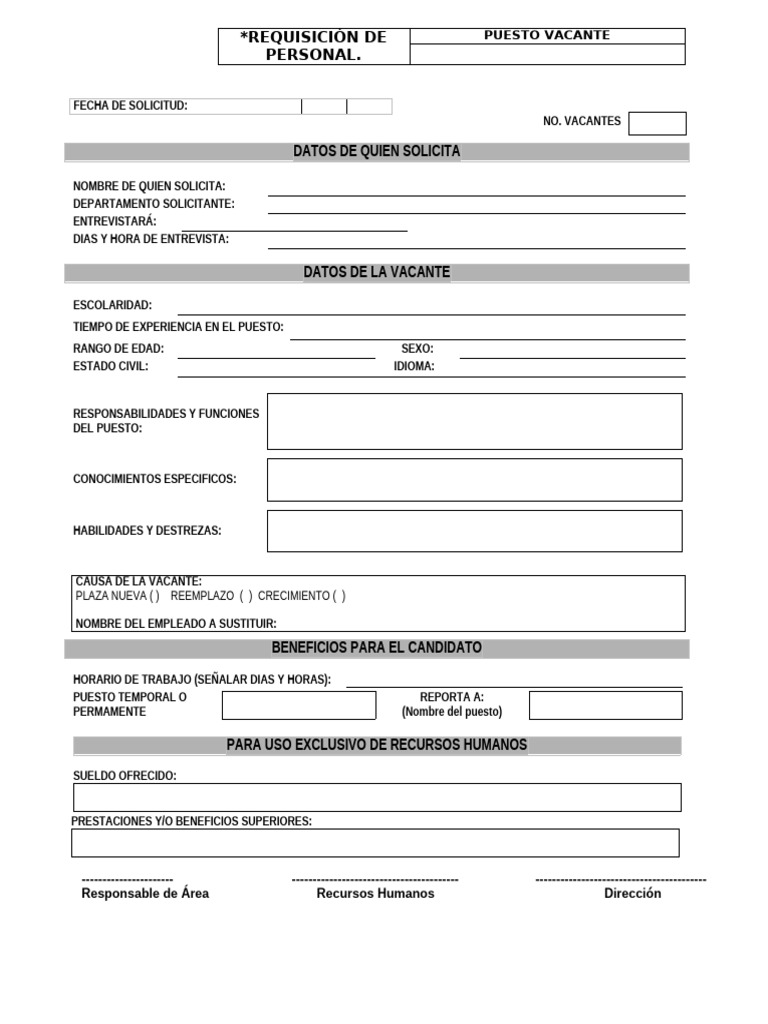 Formato Requisicion Personal | PDF