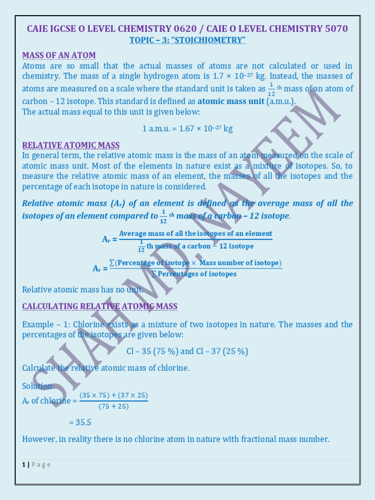 IGCSE Chemistry: Stoichiometry Basics | PDF | Mole (Unit) | Titration
