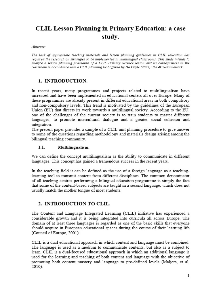 CLIL Lesson Planning in Primary Education | PDF | Learning ...