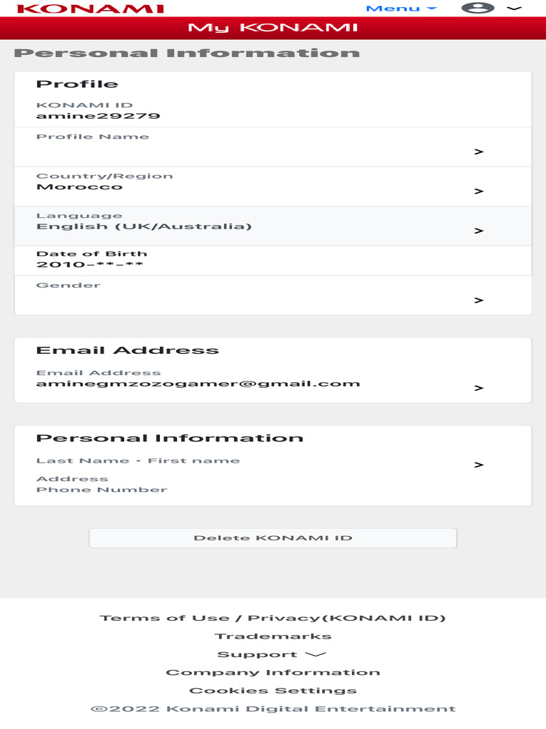 Delete KONAMI ID Instructions | PDF