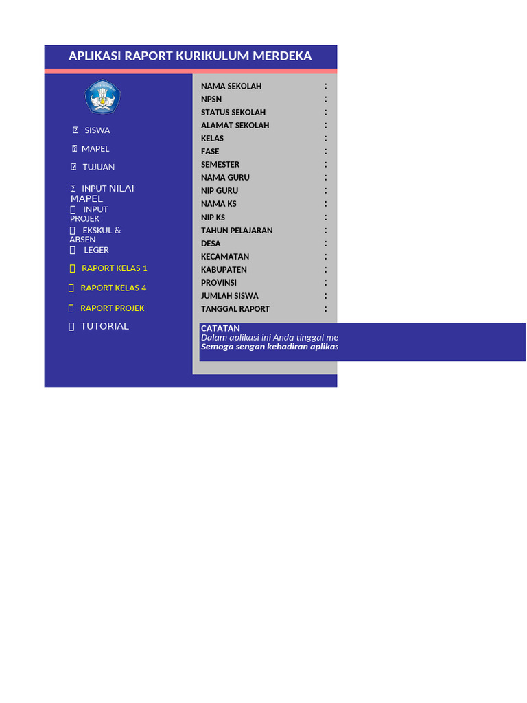 Aplikasi Cetak Rapot Kurikulum Merdeka Kls 1-6 | PDF