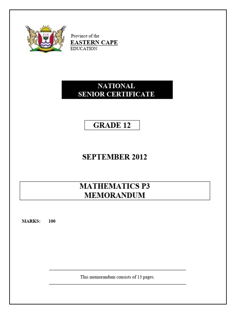 Maths-P3-Gr12-Memo-Sept 2012 (Final) | PDF | Euclidean Geometry ...
