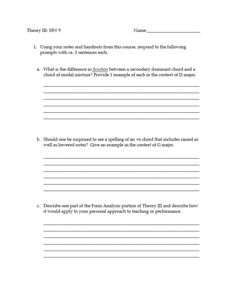 HW 9- Th III- FA 24 (1) | PDF | Elements Of Music | Harmony