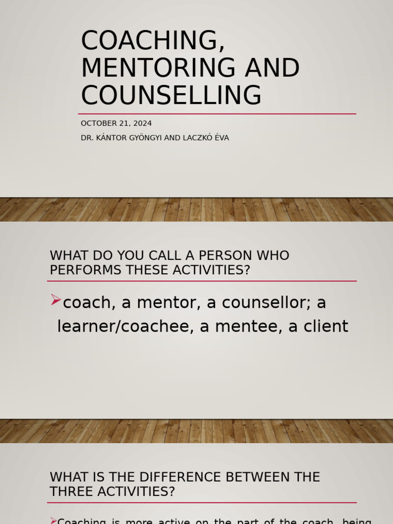 Coaching, Mentoring and Counselling - Lesson 8 | PDF | Mentorship ...
