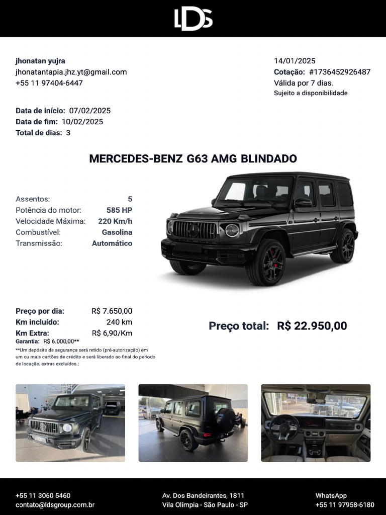 Orcamento MB G63 - Jhonatan Yujra | PDF