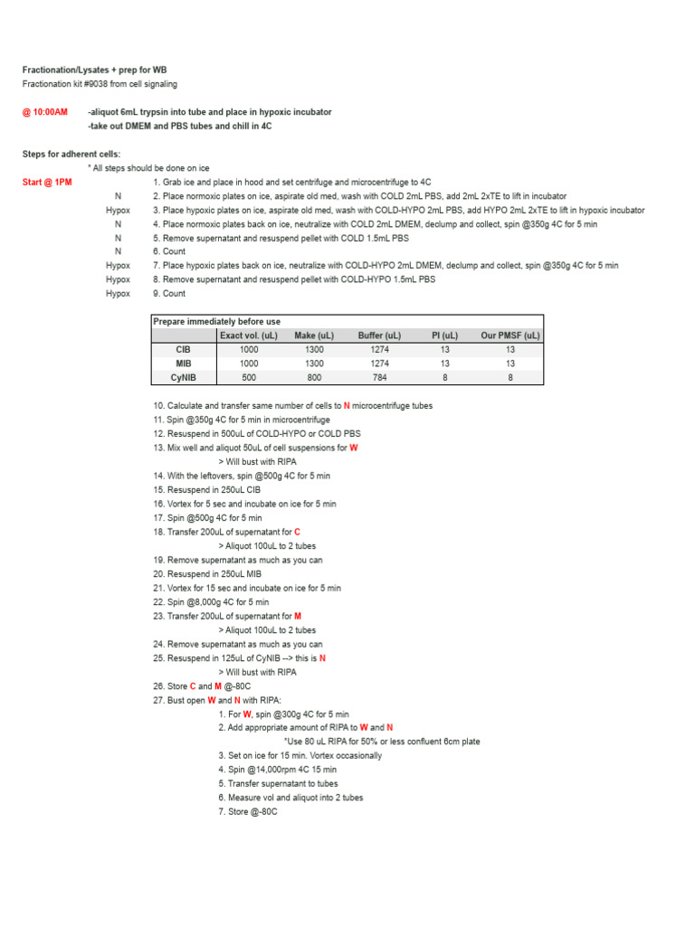 Cell Fractionation Protocol | PDF | Chemical Equipment | Laboratory ...