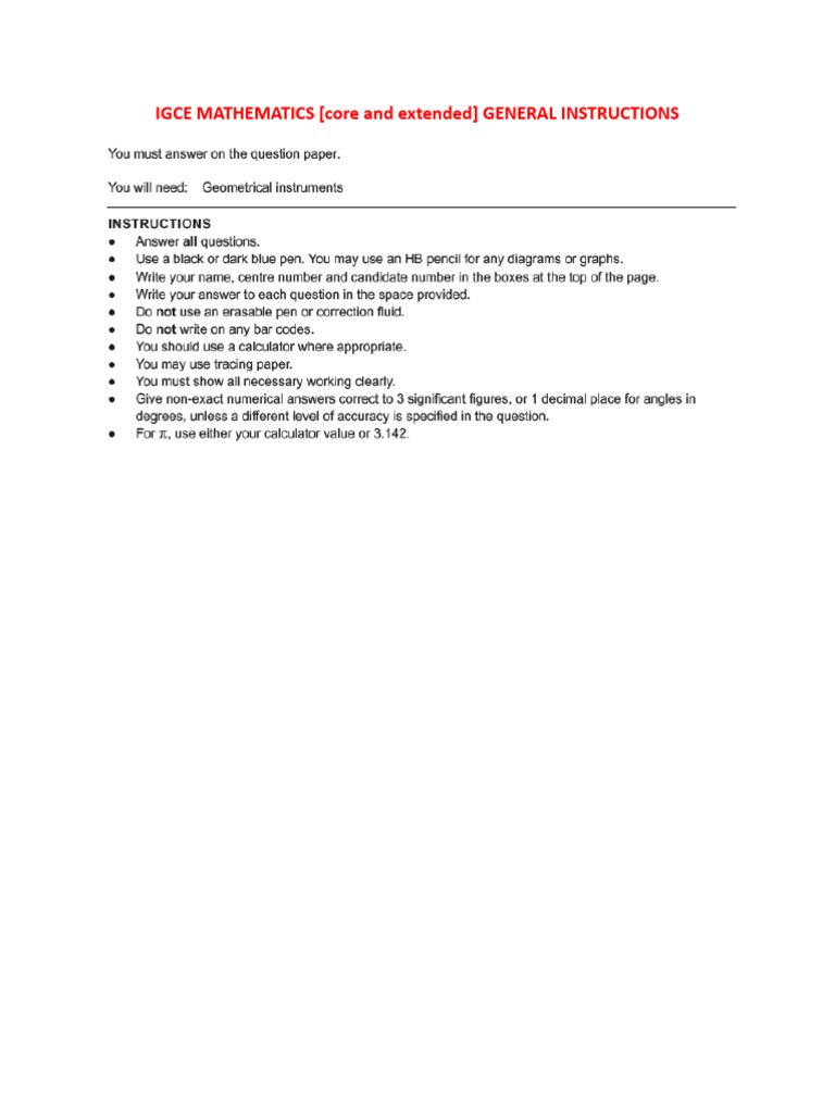 IGCE Mathematics Core & Extended Guide | PDF