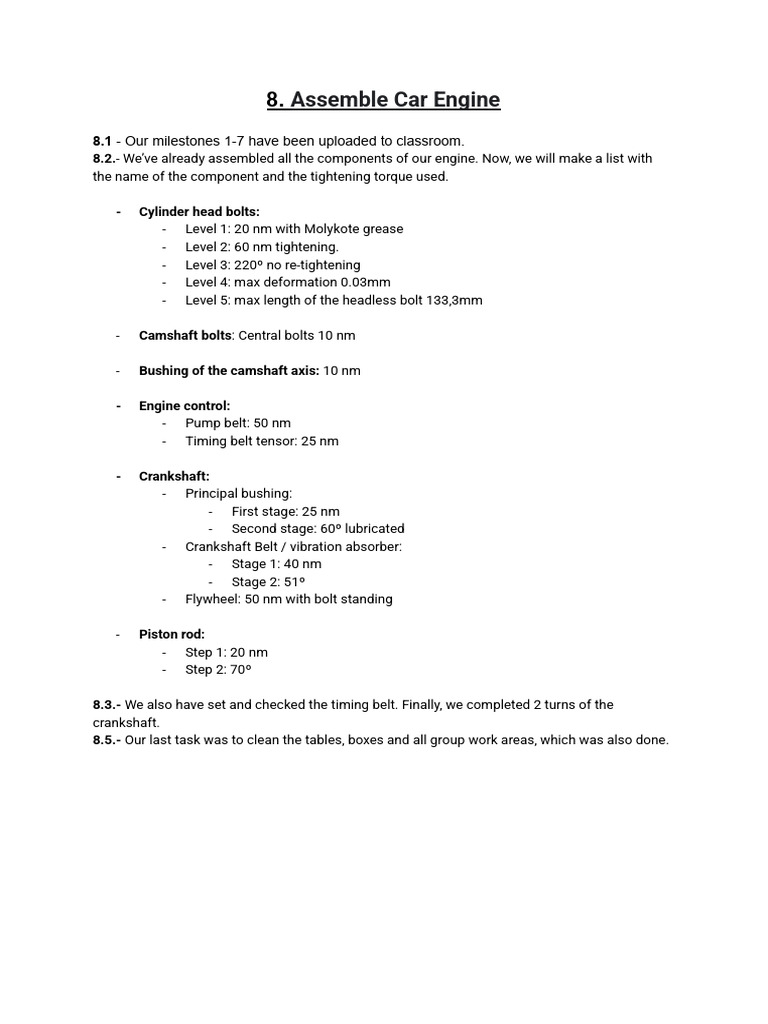Assemble Car Engine - GROUP 1 | PDF