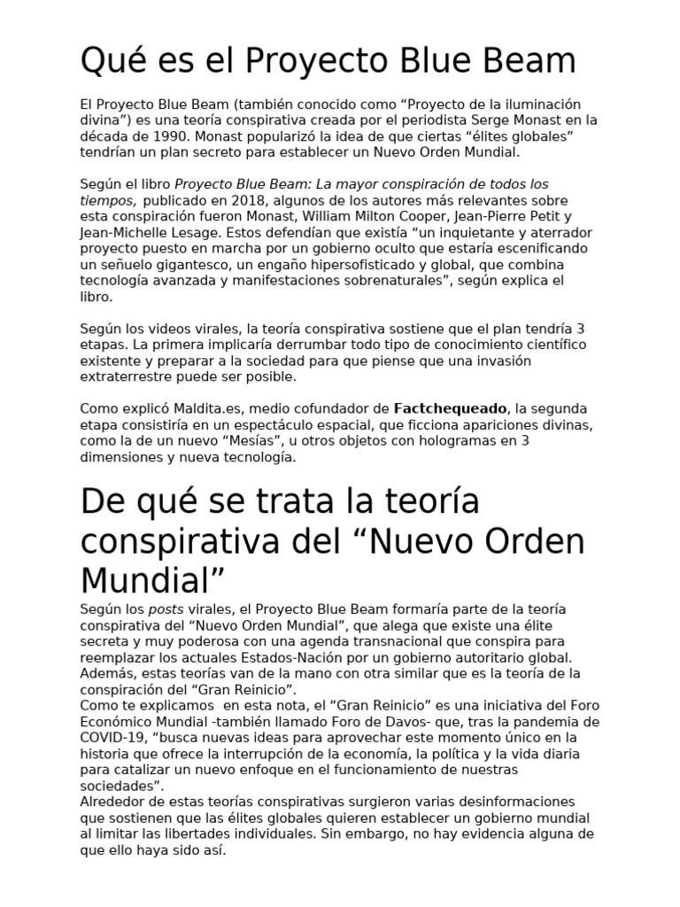 Proyecto Blue Beam | PDF