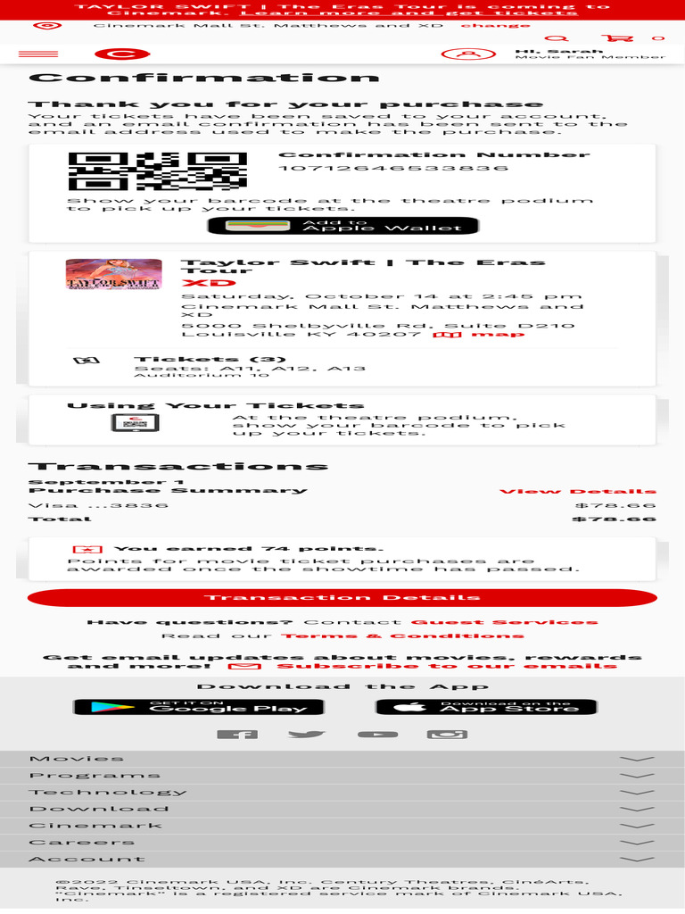 Cinemark - Purchase Confirmation | PDF