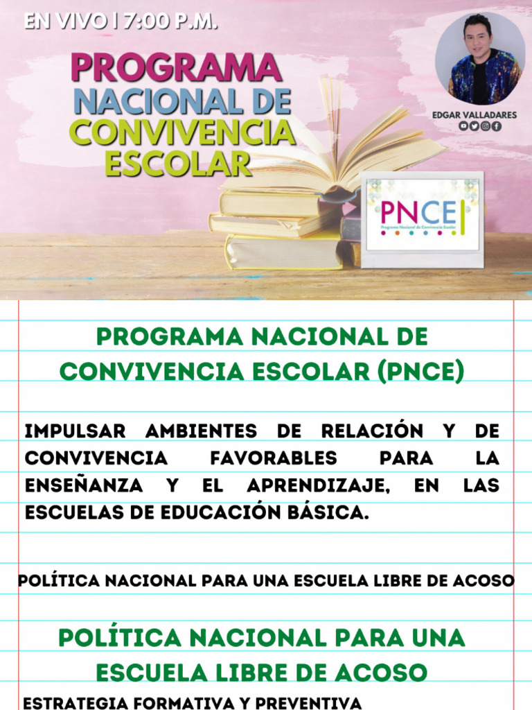 Importancia del PNCE en Convivencia Escolar | PDF