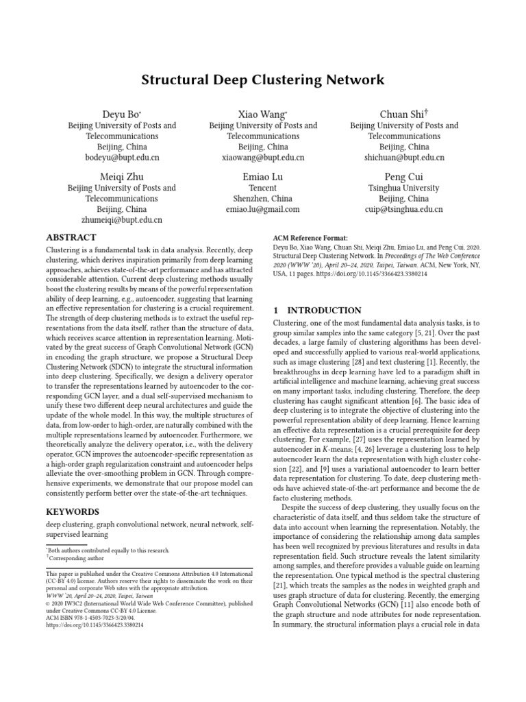 20-Structural Deep Clustering Network | PDF | Deep Learning | Artificial Intelligence