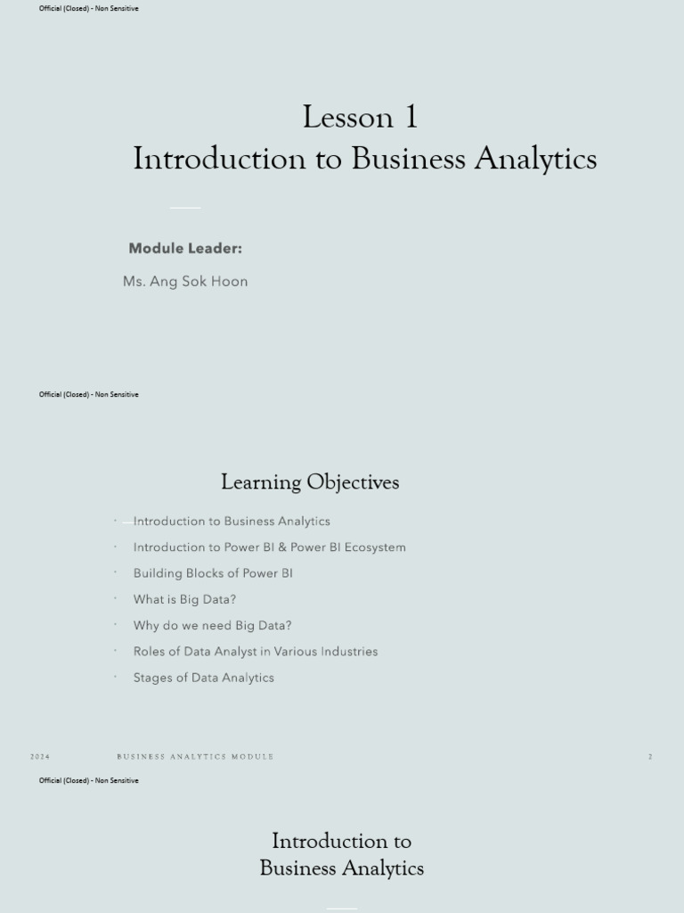 IPL Lesson 1 - Introduction To Business Analytics (Ver 1) | PDF ...