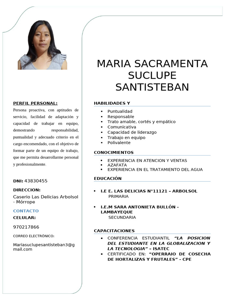 Maria Sacramenta CV Con Diseño | PDF