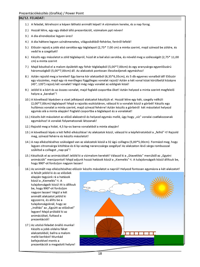 Vizimalom Powerpoint Feladat | PDF