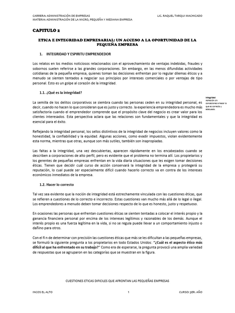 Ética e Integridad en Pequeñas Empresas | PDF | Business | Comercio ...
