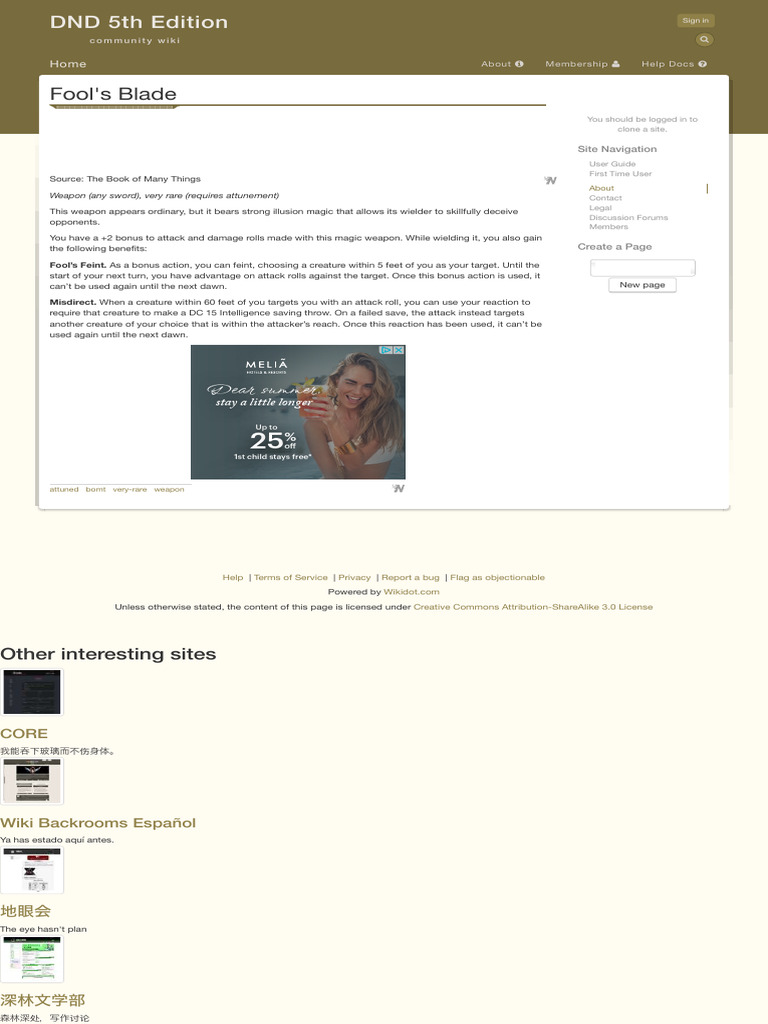 Fool's Blade - DND 5th Edition | PDF