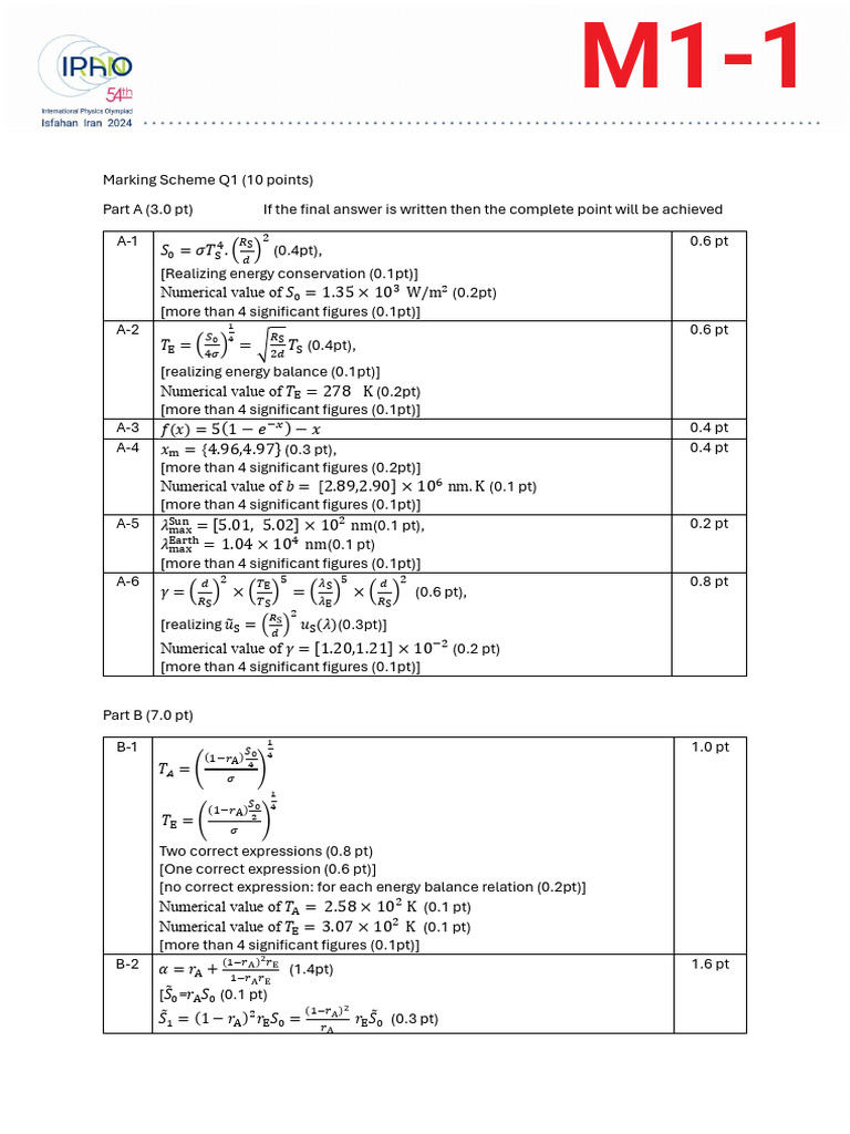 IPhO 2024 Solucao | PDF | Equations | Physics
