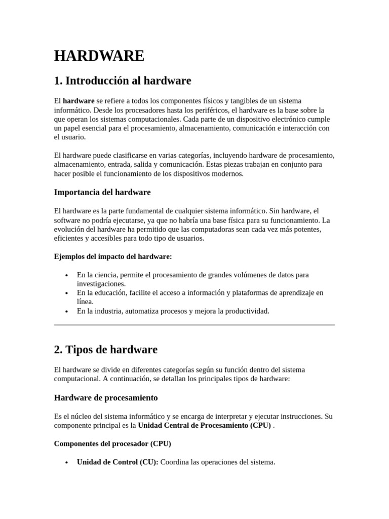 Sofware and Hadrware | PDF | Hardware de la computadora | Unidad Central de procesamiento