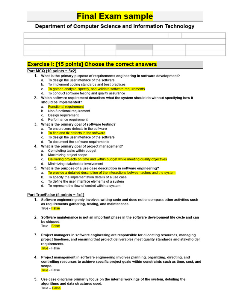 CSCI380 FinalExamSample 2023 2024 | PDF | Software Testing | Use Case