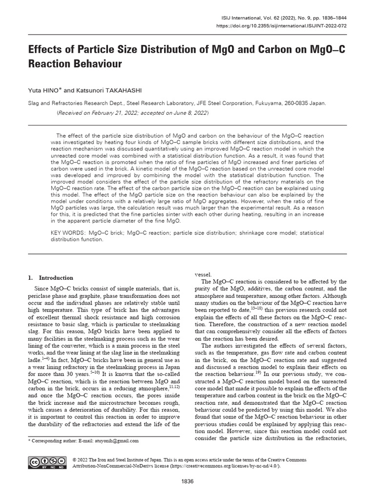 Effects of Particle Size Distribution of MgO and Carbon On MgO-C ...