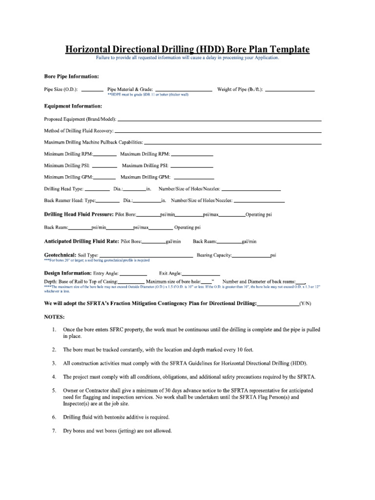 HDD Bore Plan Template | PDF