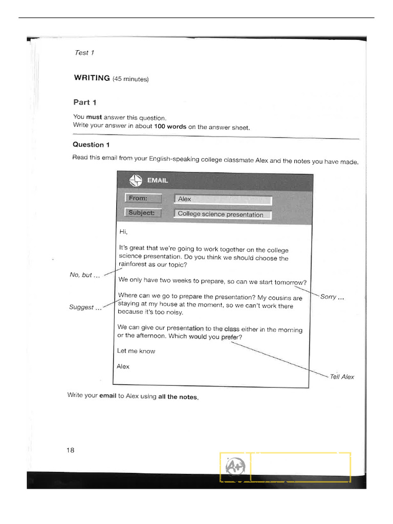 Book 2, Test 1 - Writing | PDF