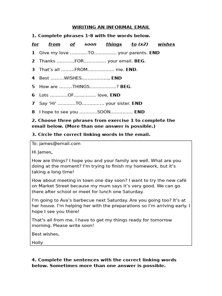 Wiriting An Informal Email | PDF | Linguistics