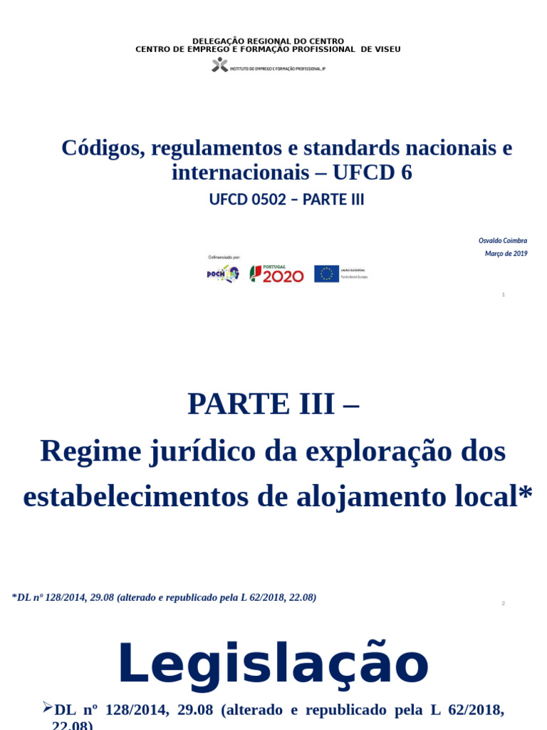 5.2 - UFCD 0502 - PARTE III - Reg. Jurídico Do Alojamento Local | PDF ...