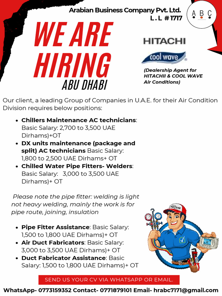 AC+Duct+Fitter-Abu Dhabi Hitachi Agent Vacancies | PDF