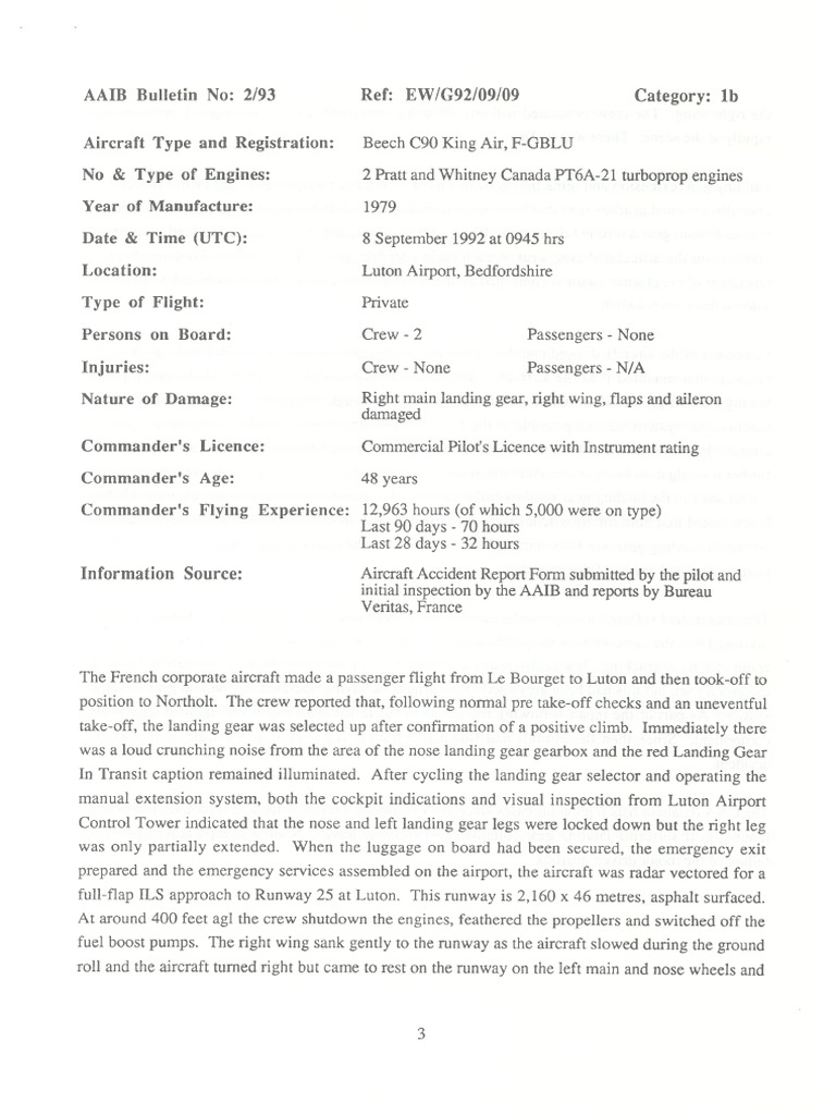 Beech C90 King Air F-GBLU 02-93 | PDF