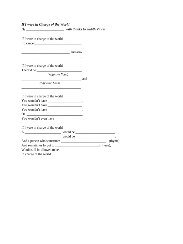 If I Were in Charge of The World | PDF