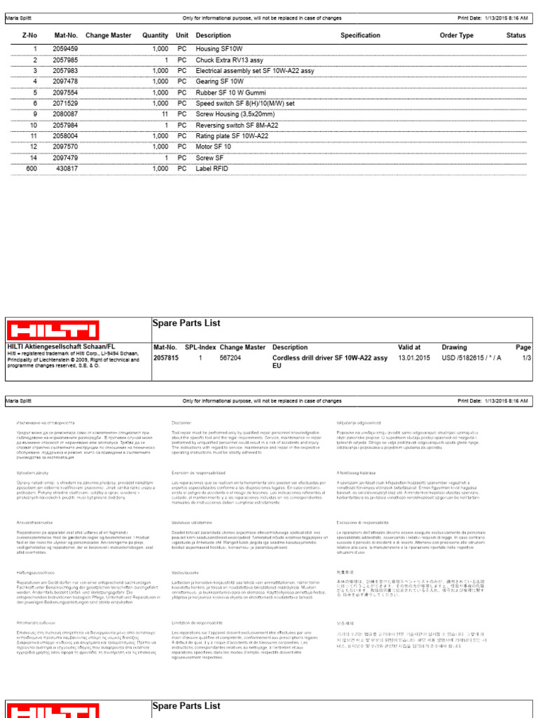 Hilti sf10W-A22 843156-14 | PDF | Tools | Machines