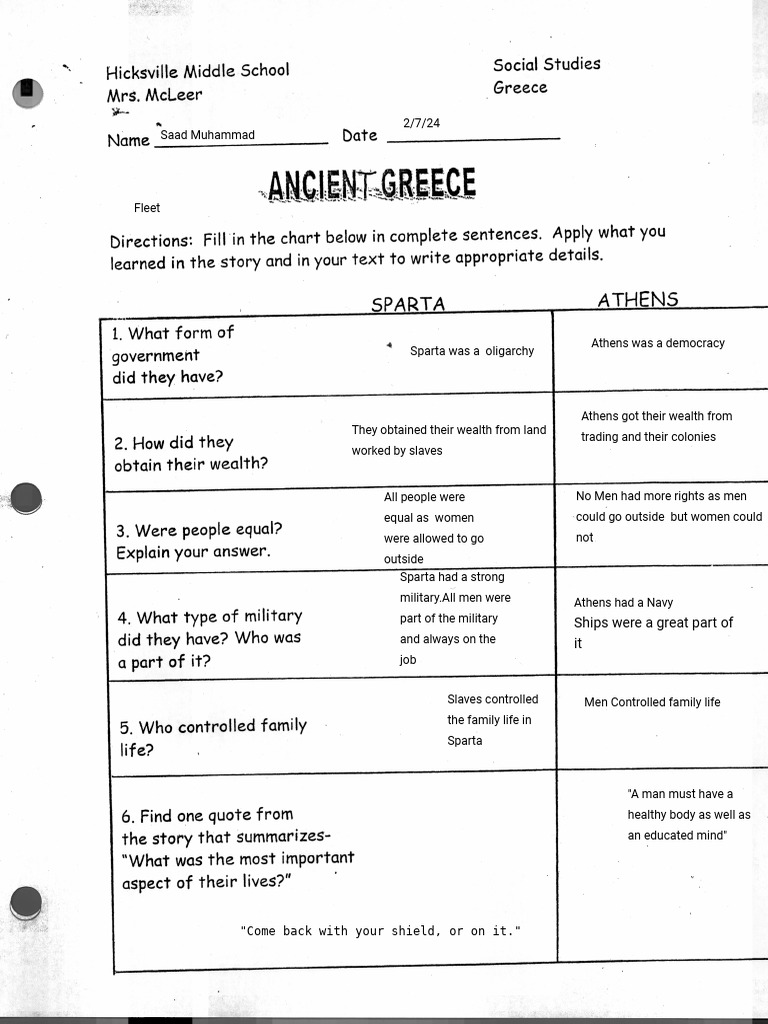 Kami Export - Saad Muhammad - Athens and Sparta Compare Chart Answers ...