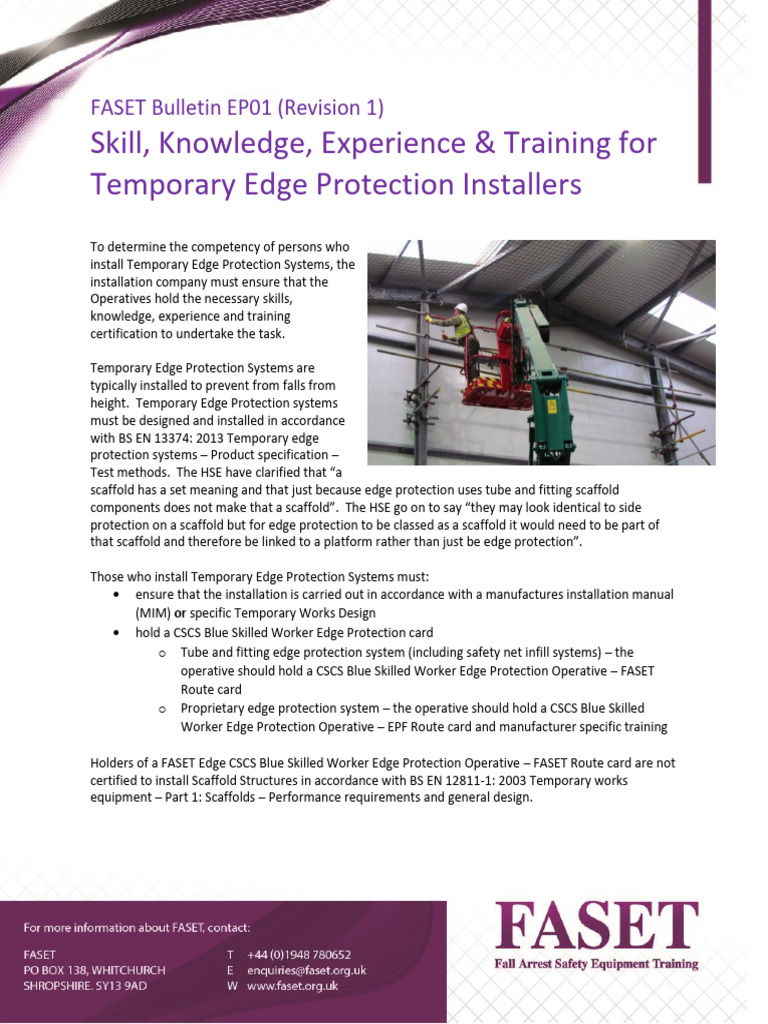 FASET EP 01 Edge Protection Operative Competency 1 | PDF