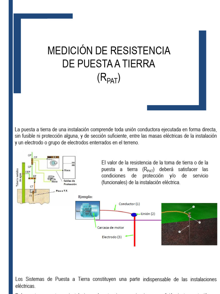 Clase N°10 - Medición de Resistencia de Puesta a Tierra - 2024 | PDF | Resistencia Eléctrica y ...
