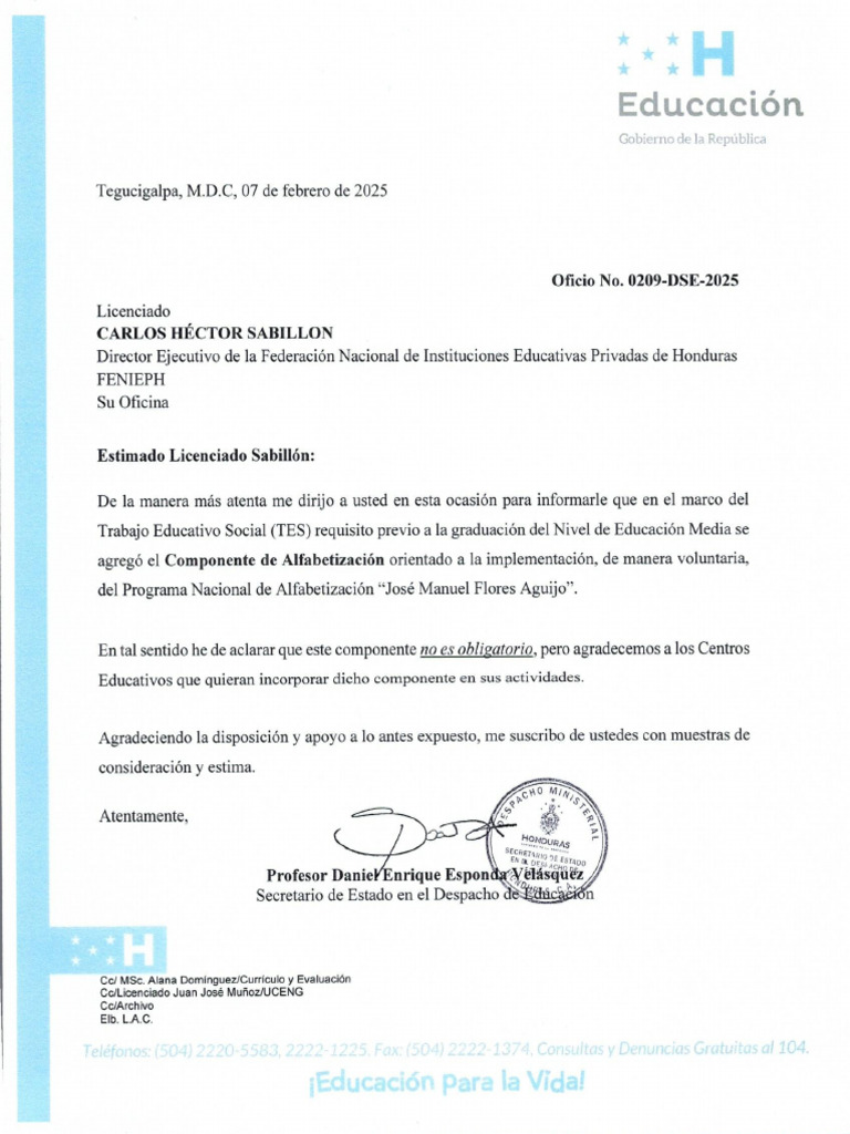 Oficio No. 0209-DSE-2024 - 0001 | PDF